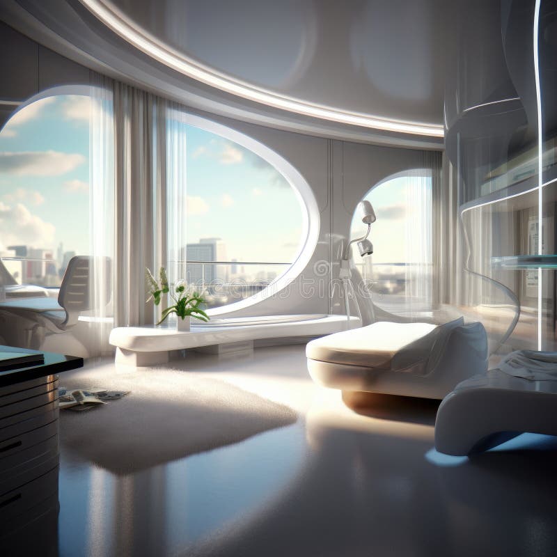 The Interior of the Future. High-tech Stock Illustration - Illustration ...