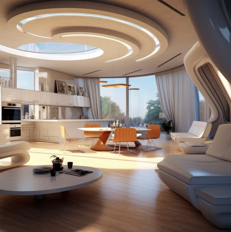 The Interior of the Future. High-tech Stock Illustration - Illustration ...