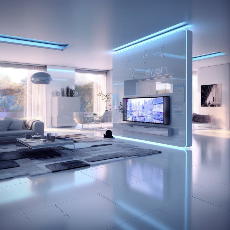 The Interior of the Future. High-tech Stock Illustration - Illustration ...