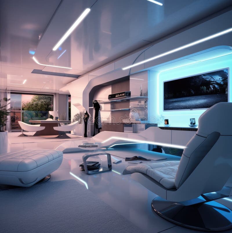 The Interior of the Future. High-tech Stock Illustration - Illustration ...