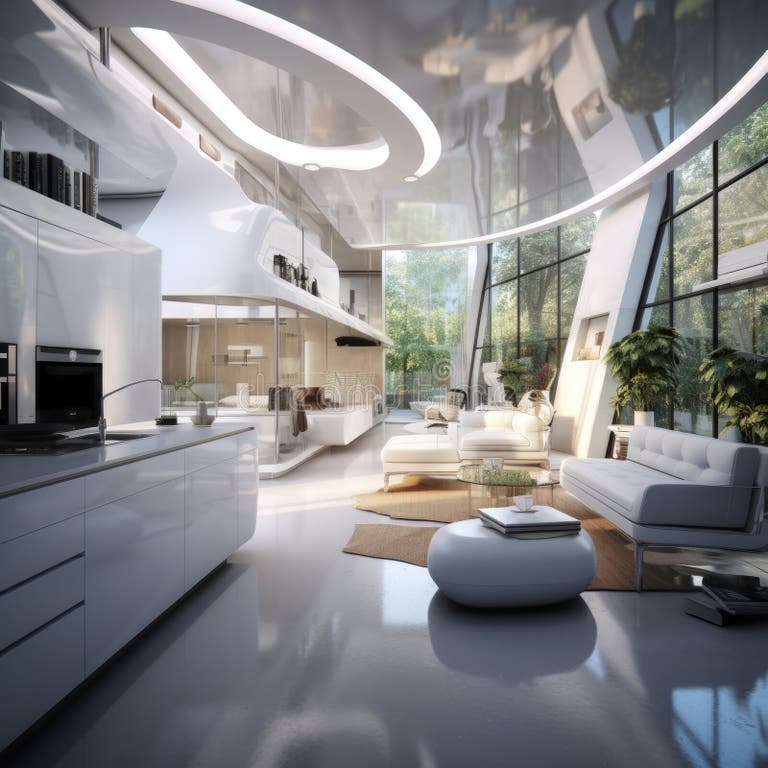 The Interior of the Future. High-tech Stock Illustration - Illustration ...