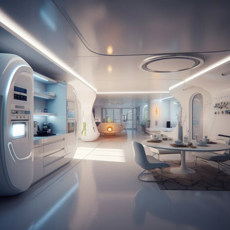 The Interior of the Future. High-tech Stock Illustration - Illustration ...