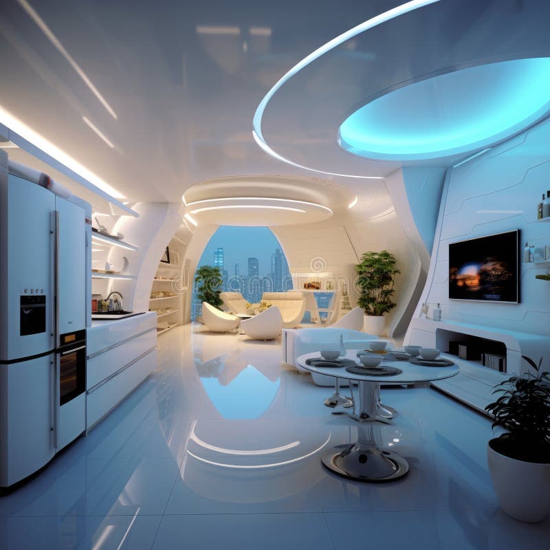 The Interior of the Future. High-tech Stock Illustration - Illustration ...