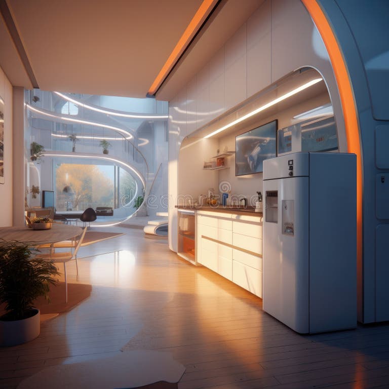 The Interior of the Future. High-tech Stock Illustration - Illustration ...