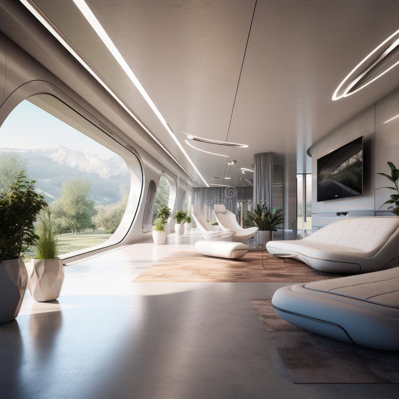 The Interior of the Future. High-tech Stock Illustration - Illustration ...