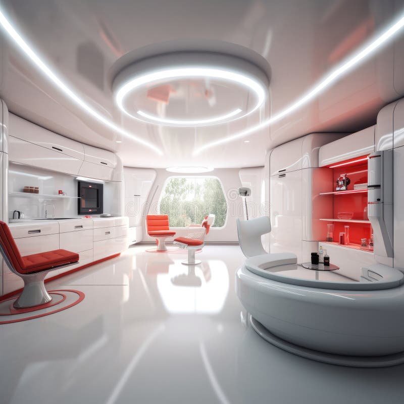 The Interior of the Future. High-tech Stock Illustration - Illustration ...