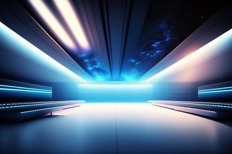 Interior Futuristic Background, Sci-fi Interior Concept. Stock ...