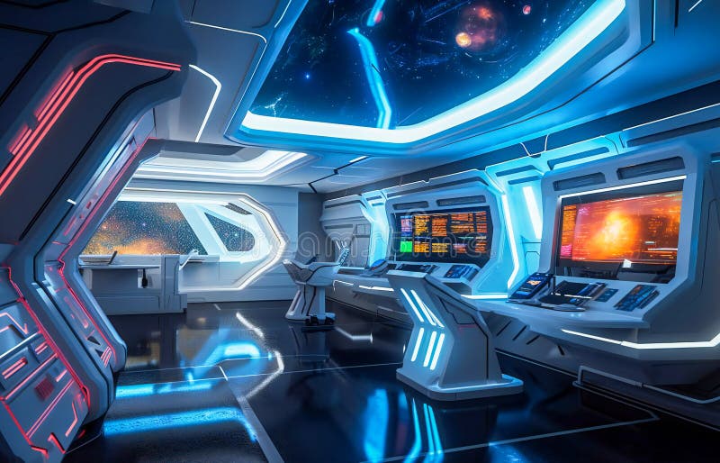 Futuristic Control Panel, Spaceship Interior Element, Flat Vector ...