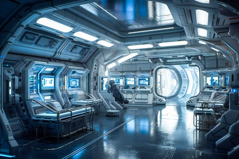 The Control Room in a Space Ship. AI Generated. Stock Illustration ...