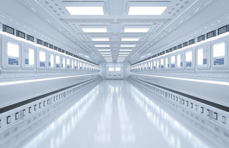 Interior Futuristic Factory with Conveyor Belt Stock Image - Image of ...