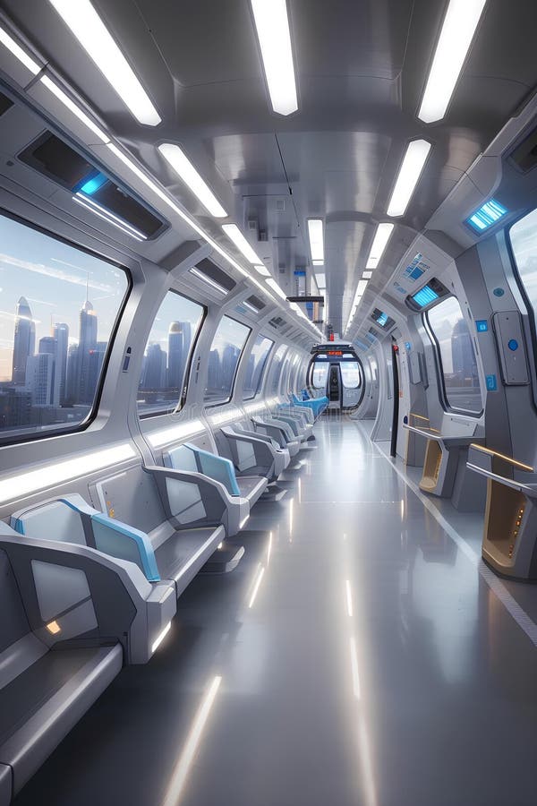 Interior of a Futuristic Modern Above Ground Light Rail System Stock ...