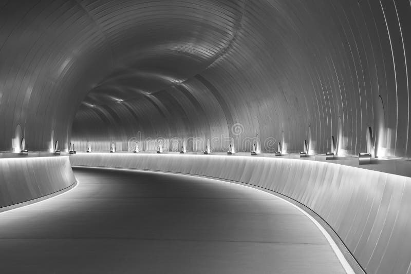 Interior of Futuristic Modern Tunnel. Architecture Abstract Background ...
