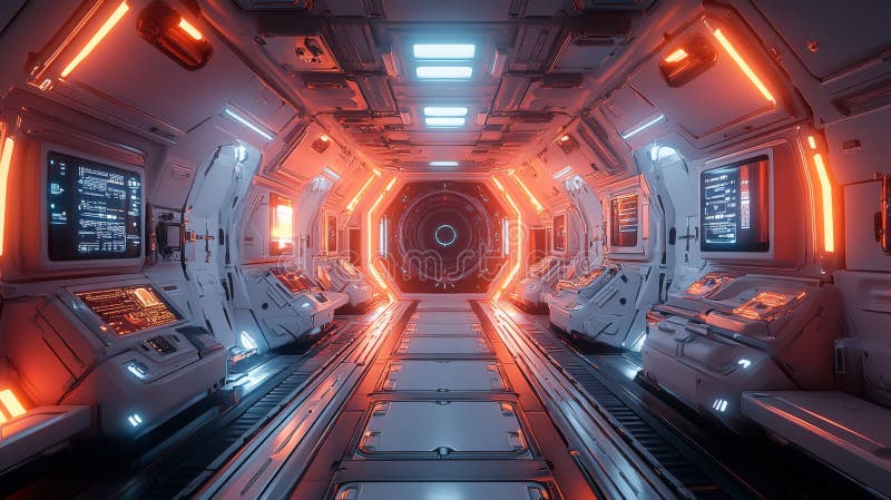 Interior of a Futuristic Spacecraft Demonstrating Advanced Technology ...