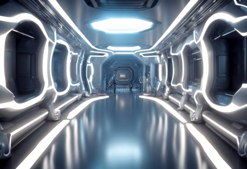 3D Render of a Sci-fi Corridor Background or Backdrop Stock ...