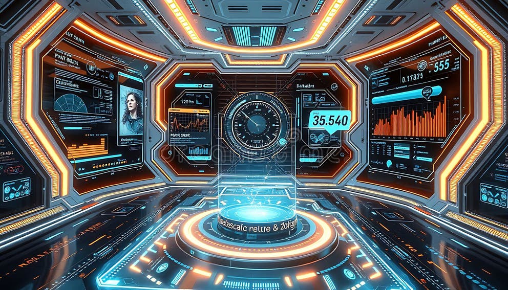 Futuristic Spaceship Interior, Sci,fi Cockpit, Control Panel, Space ...