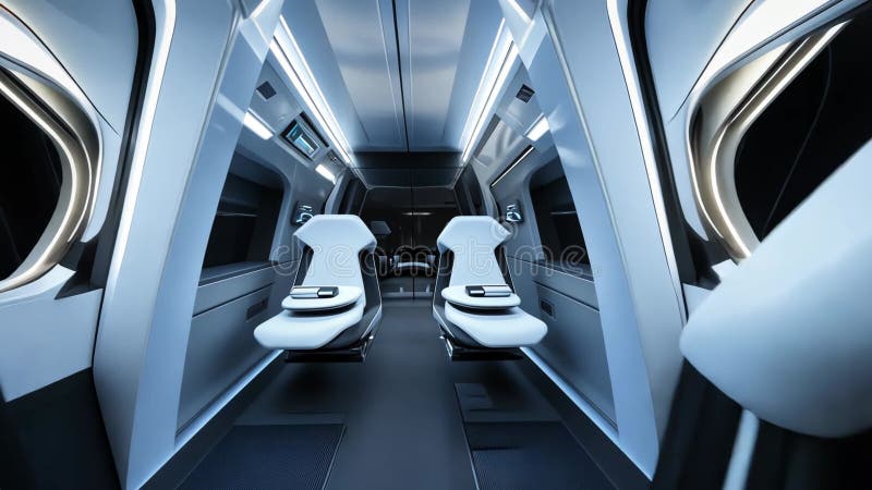 Futuristic Train Interior with Sleek Design and Advanced Technology ...
