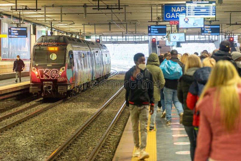 Interior of Garibaldi Train Station in Naples, Italy Editorial ...