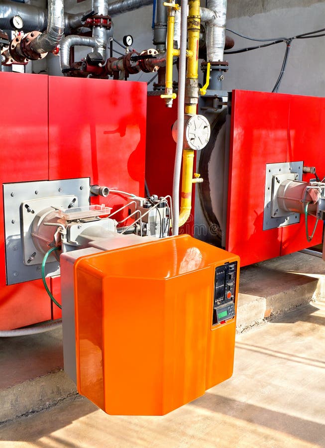 Interior of Gas Boiler-house with Two Boilers Stock Image - Image of ...