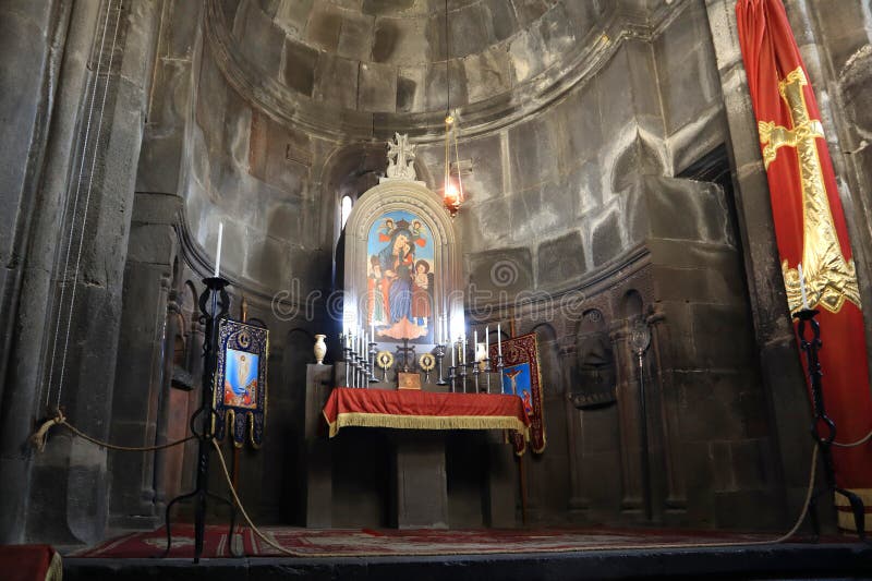 Interior of Geghard Monastery in Armenia Stock Image - Image of cave ...