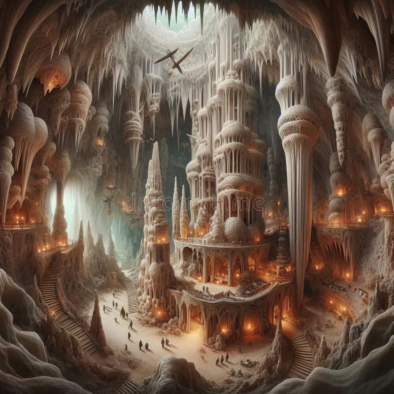 Interior of a Geode with Stalactites and Stalagmites Geode Inter Stock ...