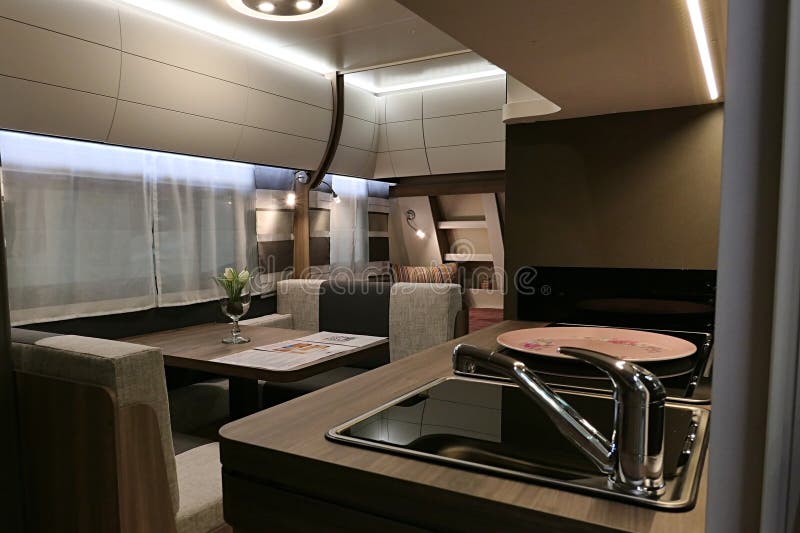 Interior of German Camper Van Hobby 490 KMFE Excellent Editorial ...
