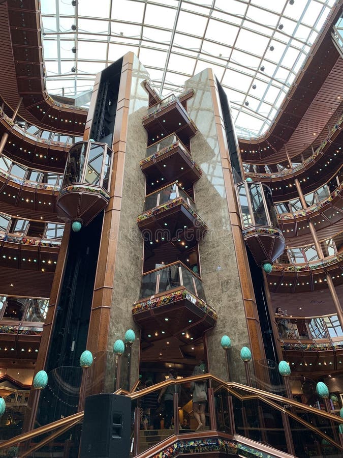 Interior Glass Elevators on a Cruise Ship Atrium Editorial Image - Image of tourism, building ...