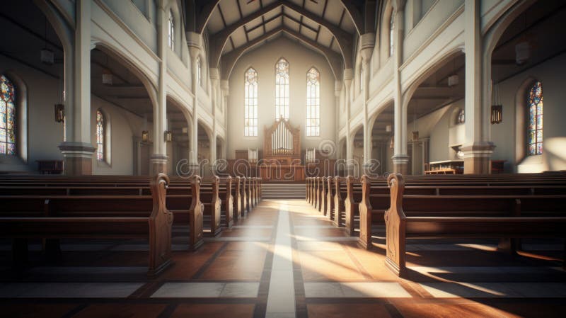 Interior of a Gothic Church with Incredible Light Stock Image - Image ...