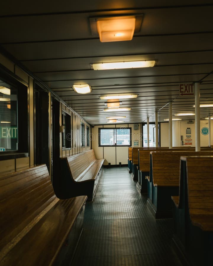 Interior of the Governors Island Ferry, Manhattan, New York Editorial ...