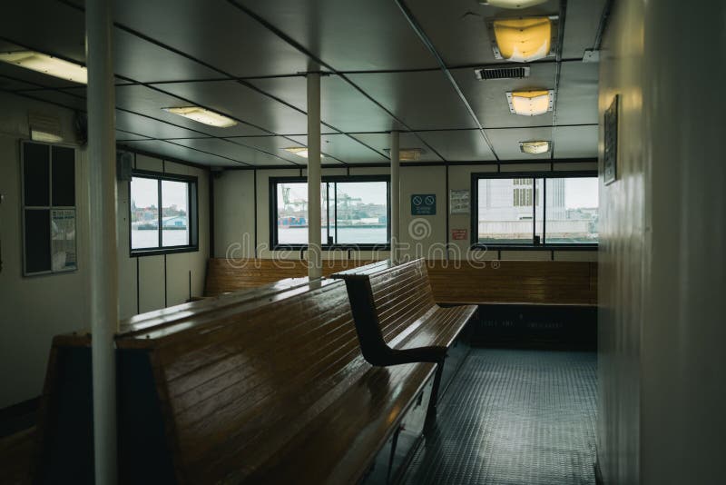 Interior of the Governors Island Ferry, Manhattan, New York Stock Image ...