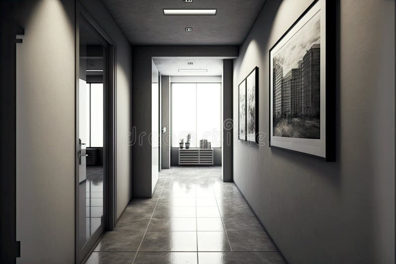 Interior in Gray Tones in Empty Corridor of Small Office Stock ...