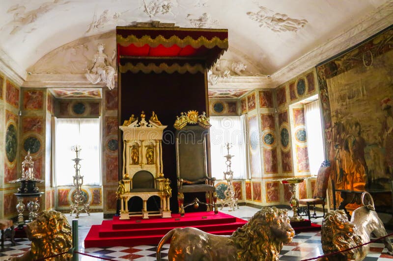 Interior of the Great Hall of Rosenborg Castle in Copenhagen, Denmark ...