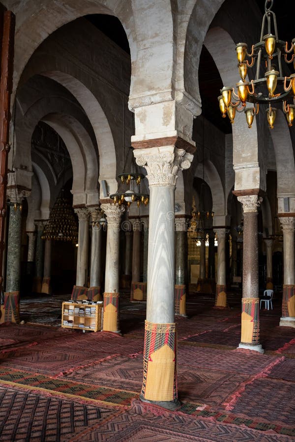 Interior of Great Mosque of Kairouan, Tunisia Stock Image - Image of ...