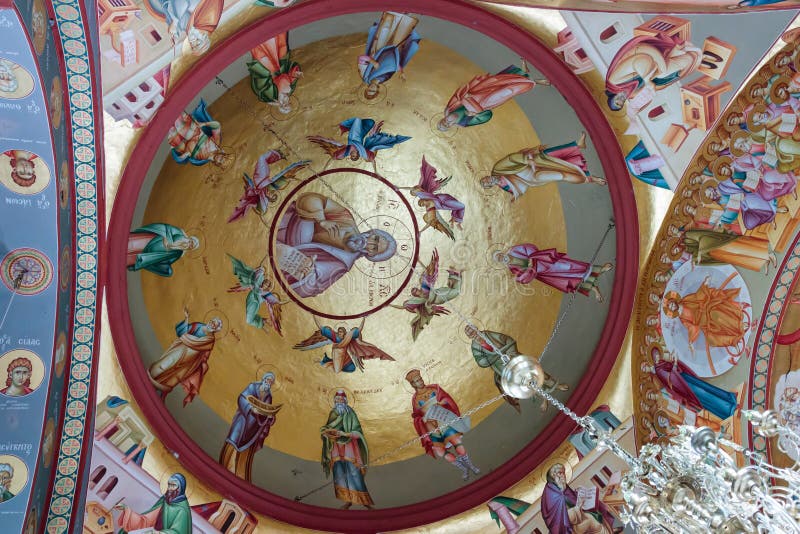 Interior of Greek Orthodox Monastery of Twelve Apostles in Caper Stock ...