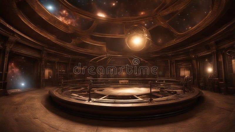 Interior of an Hall a Steampunk, Space Nebula Panorama, Equirectangular ...