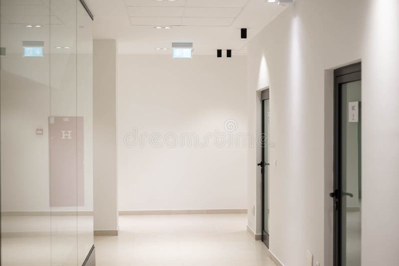 Interior of Hall with White Walls Stock Photo - Image of business ...