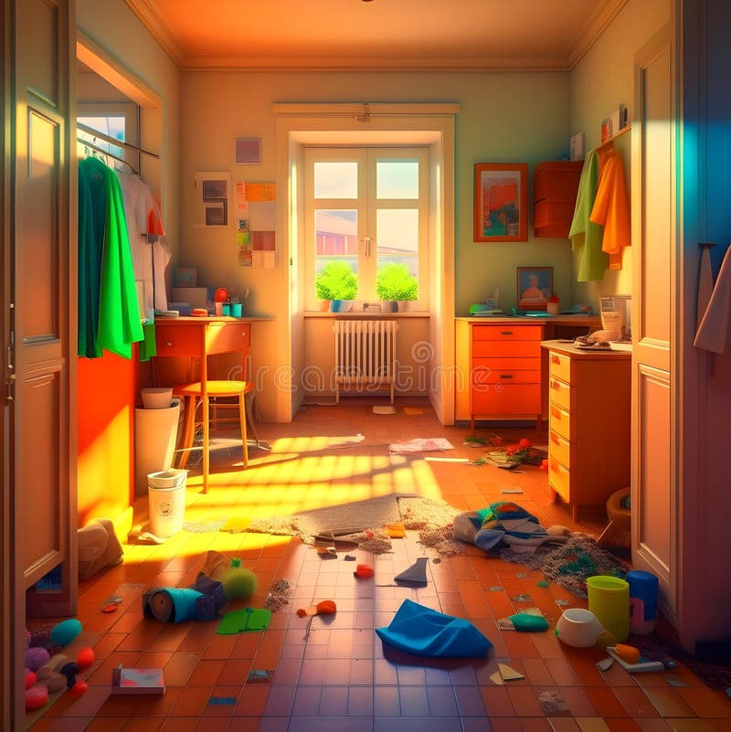 Interior of the Hallway with Scattered Things. Stock Illustration ...