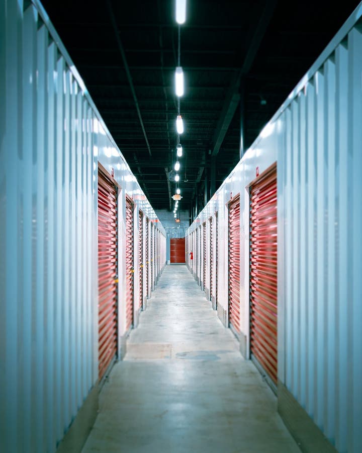 Storage Building with Red Doors Stock Image - Image of estate, delivery ...