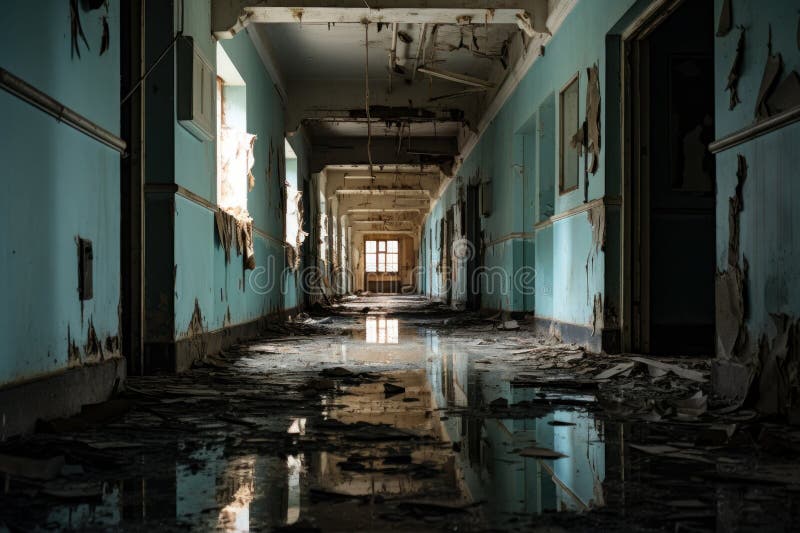 Interior Hallway with Traces of Decay and Damage. Generate Ai Stock ...