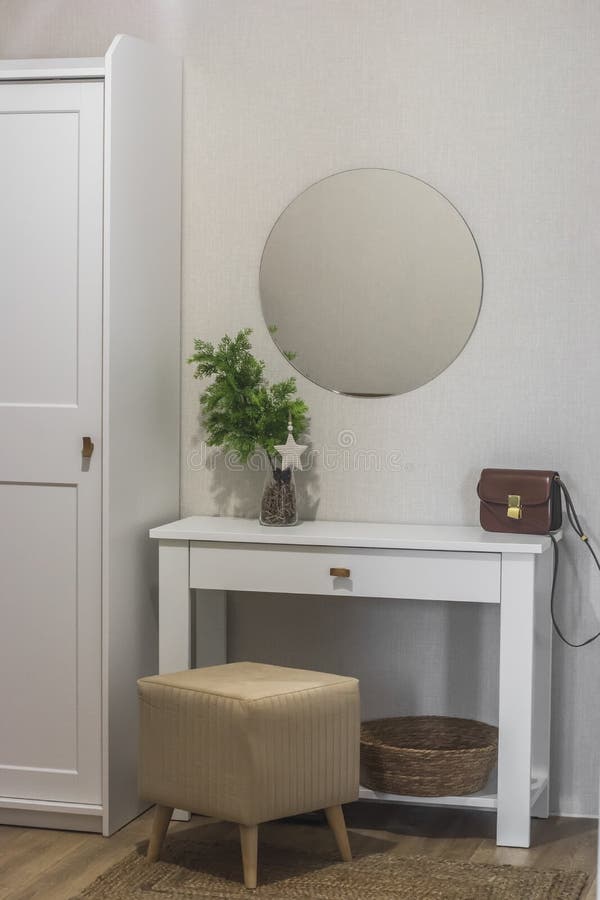 The Interior of the Hallway - Wardrobe, Mirror on the Wall, Console ...