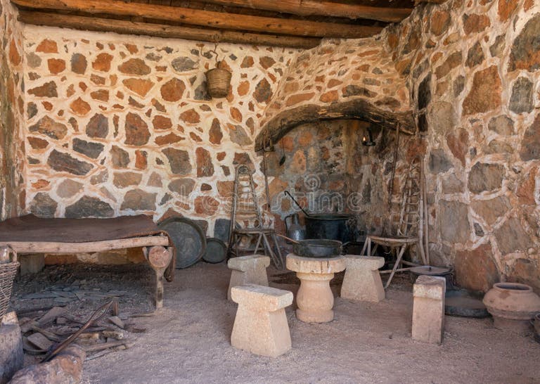Interior with Hearth of Ancient Room in Cave Stock Photo - Image of ...