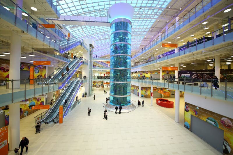Interior with High Aquarium Inside Mall Editorial Stock Photo - Image ...