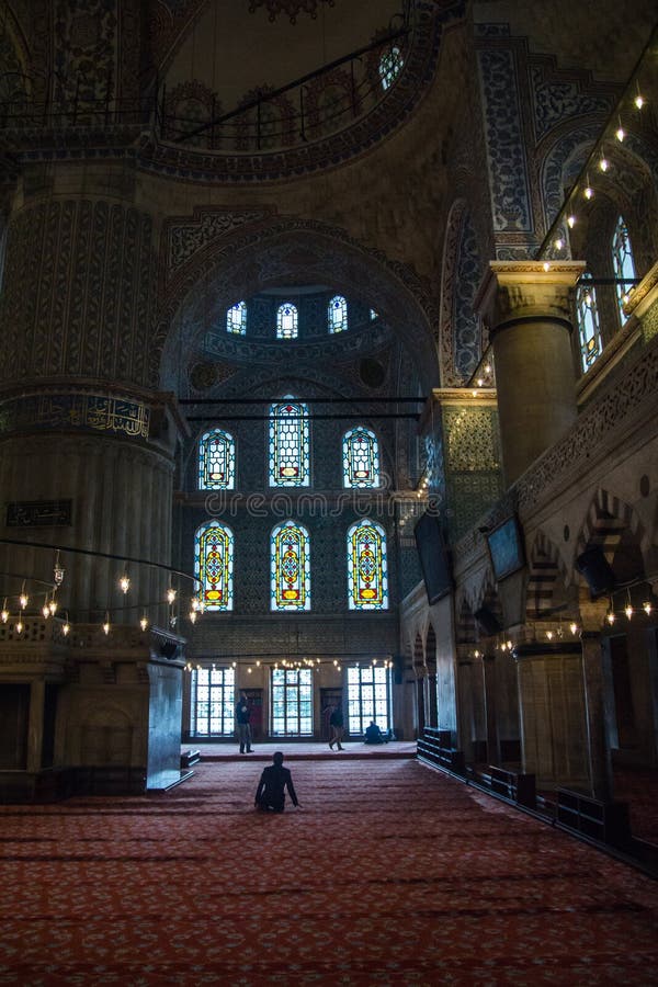 The Interior of the Historic Blue Mosque in Istanbul. Turkey. Editorial ...