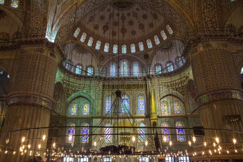The Interior of the Historic Blue Mosque in Istanbul. Turkey. Stock ...