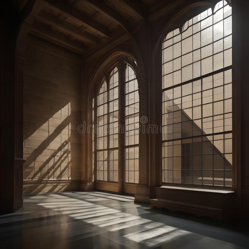 Interior of a Historic Building with Large Windows. Generative Ai Stock ...