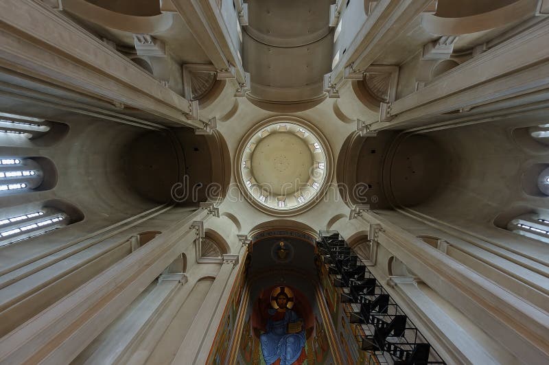 Interior of the Holy Trinity Cathedral, Sameba of Tbilisi Georgia ...