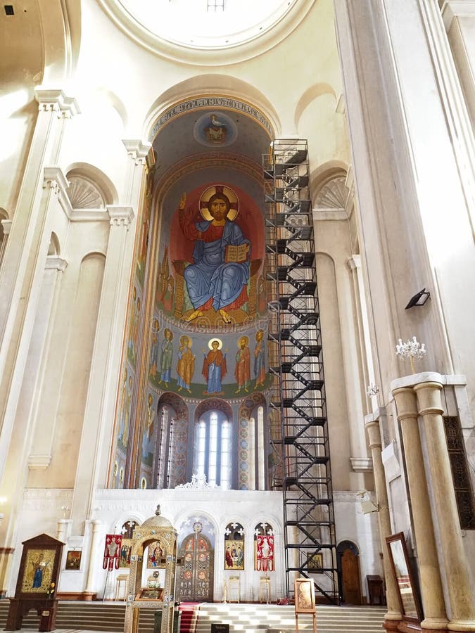 Interior of the Holy Trinity Cathedral in Tbilisi Editorial Stock Photo ...