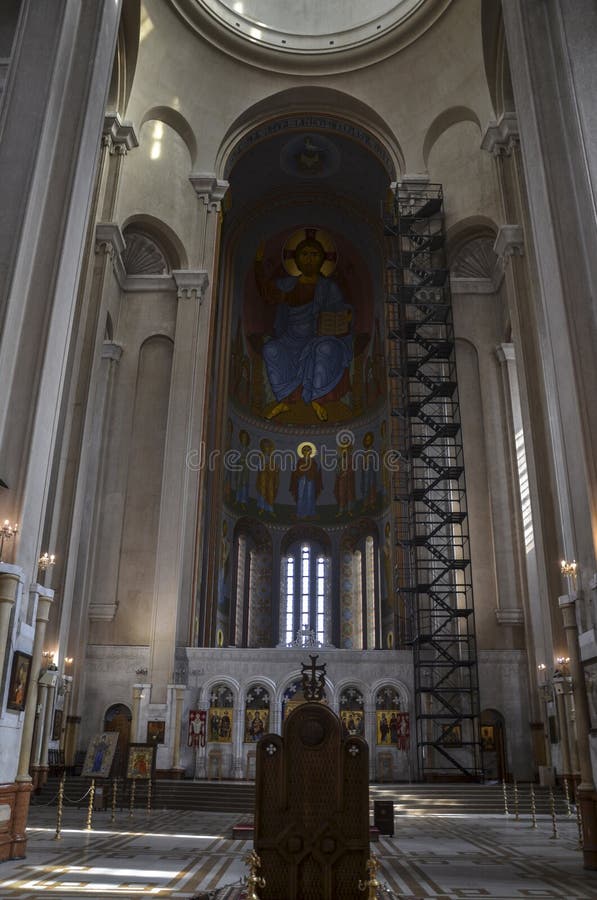 Interior of Holy Trinity Cathedral in Tbilisi, Georgia Editorial Stock ...