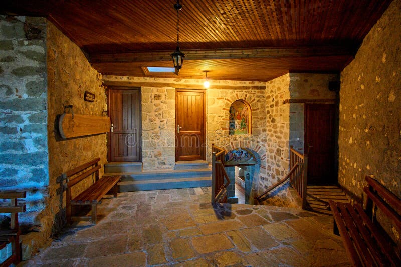 Interior of the Holy Trinity Monastery of Meteora, Greece Editorial ...