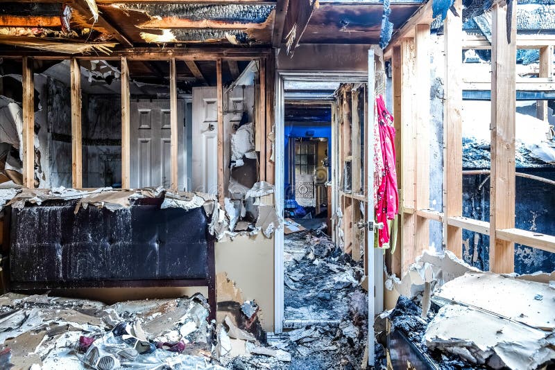 Fire Damaged Home stock photo. Image of ceiling, realty - 99336014
