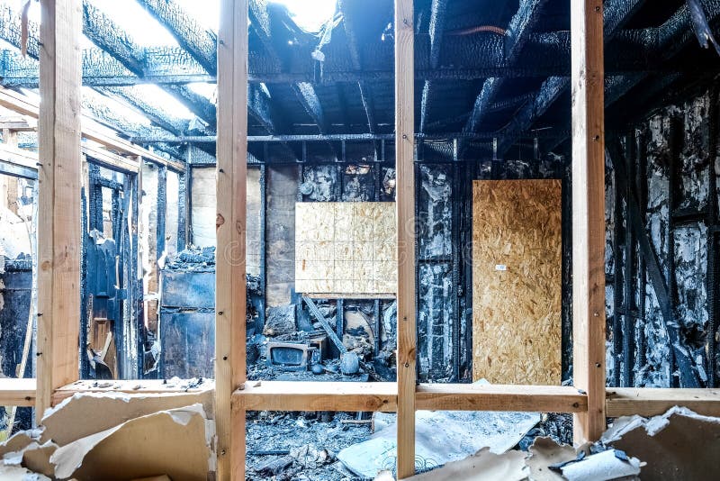 Fire Damaged Home stock image. Image of realty, board - 99336085